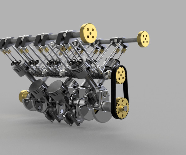 ArtStation - V8 Crankshaft, Pistons and Valves 3D Model | Resources