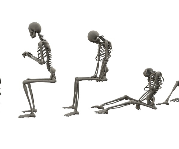 ArtStation - Skeleton Sitting Poses - Low-poly 3D model | Resources