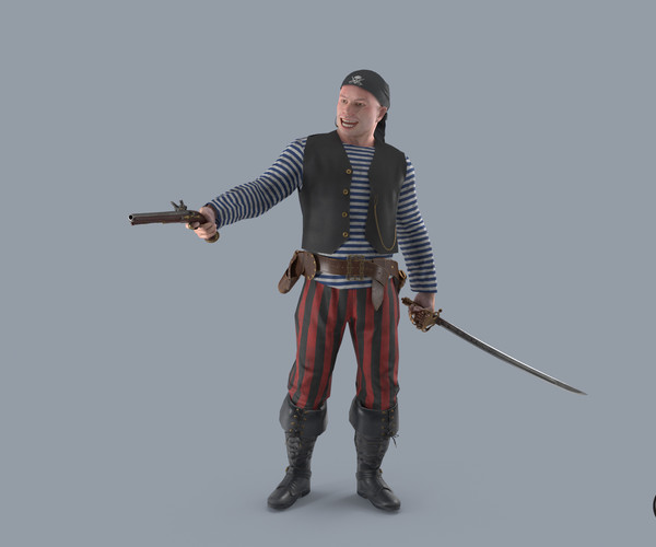 ArtStation - Pirate Rigged Low-poly 3D Model | Game Assets