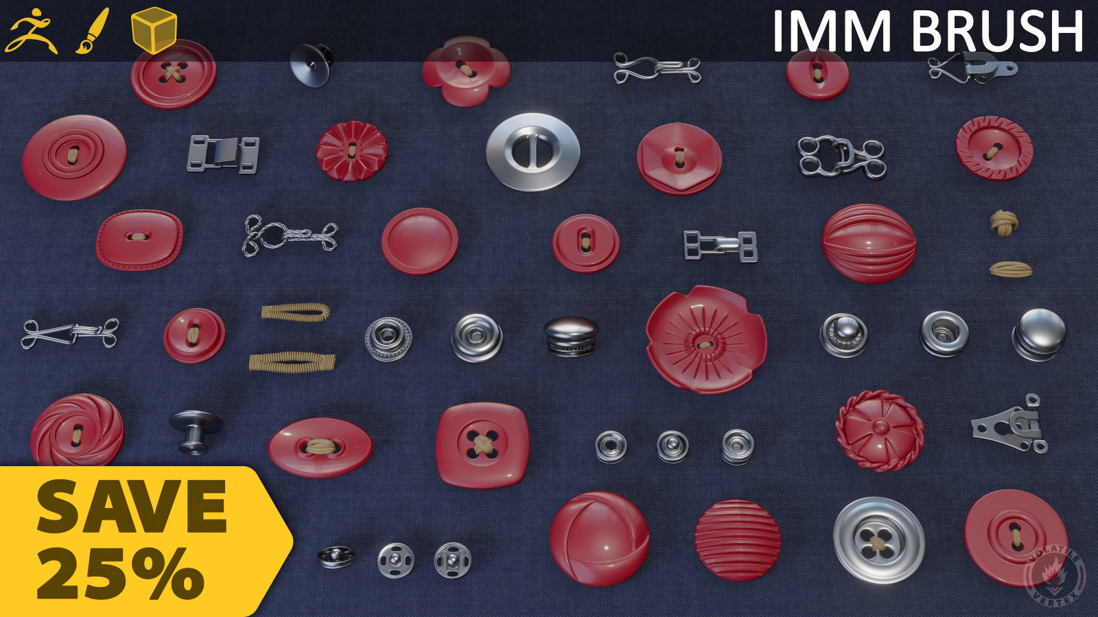 ArtStation - BUTTONS FASTENERS IMM BRUSH BUNDLE | Resources