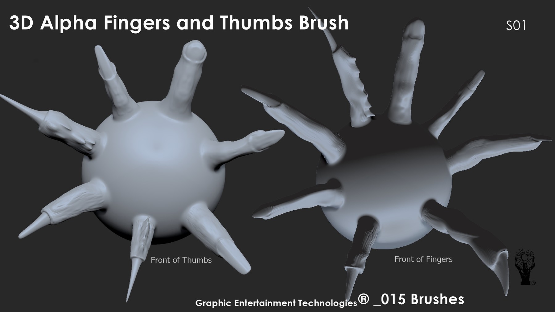 ArtStation - 3D Alpha Fingers and Thumbs Brush for ZBrush | Brushes