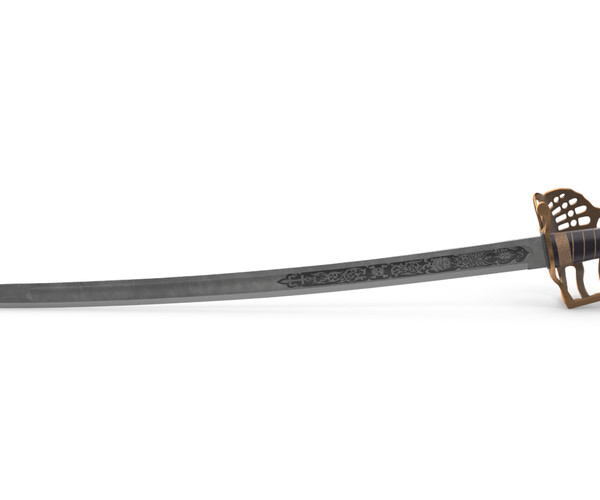 ArtStation - Pirate Marine Cutlass with Brass Hilt and Engraved Blade ...