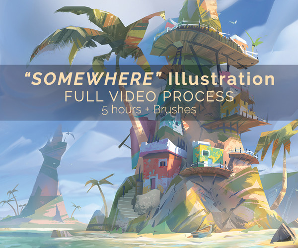 ArtStation - "Somewhere" Illustration / Full video process + Brushes | Artworks