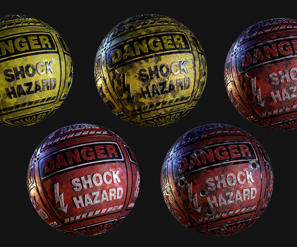 ArtStation - Danger Hazard Sign Seamless PBR Texture Pack 01 | Game Assets