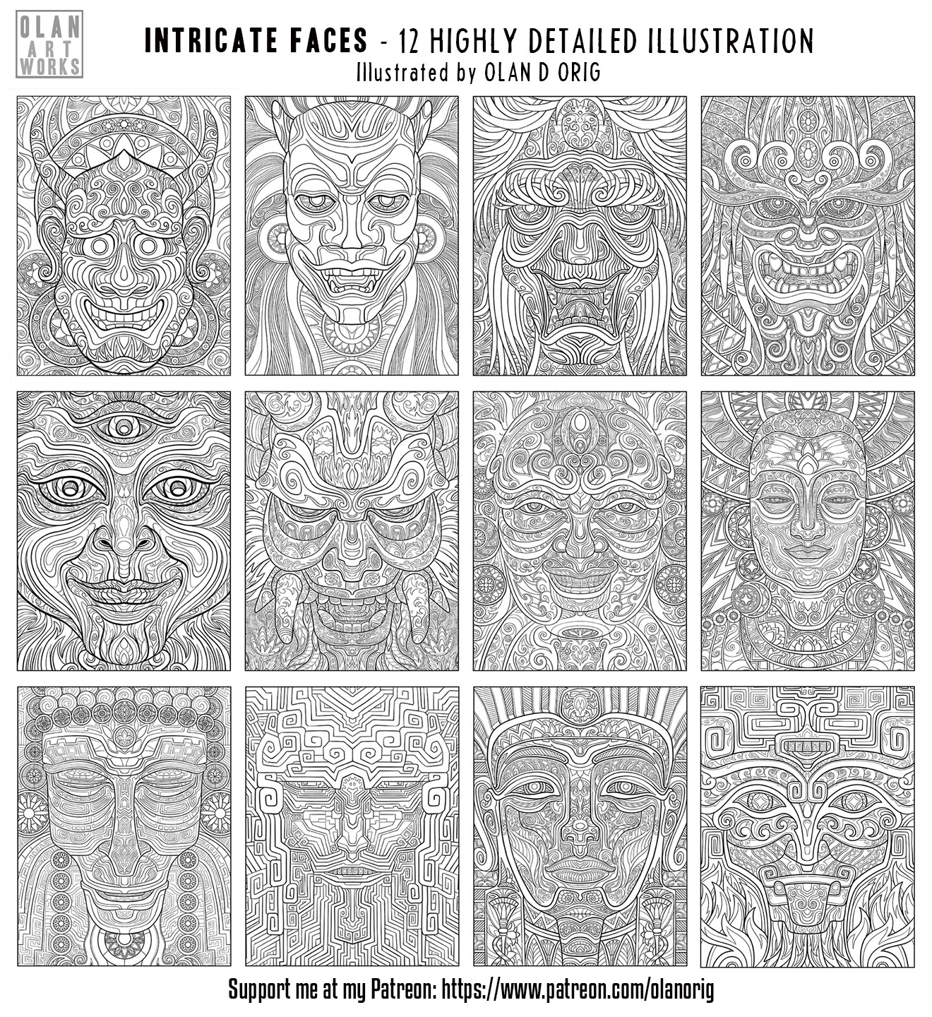 ArtStation - Intricate Faces - Highly detail illustration, mask designs ...