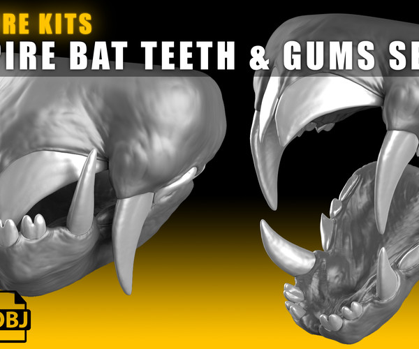 ArtStation - CREATURE KITS: Vampire Bat Teeth & Gums - High Poly OBJ ...