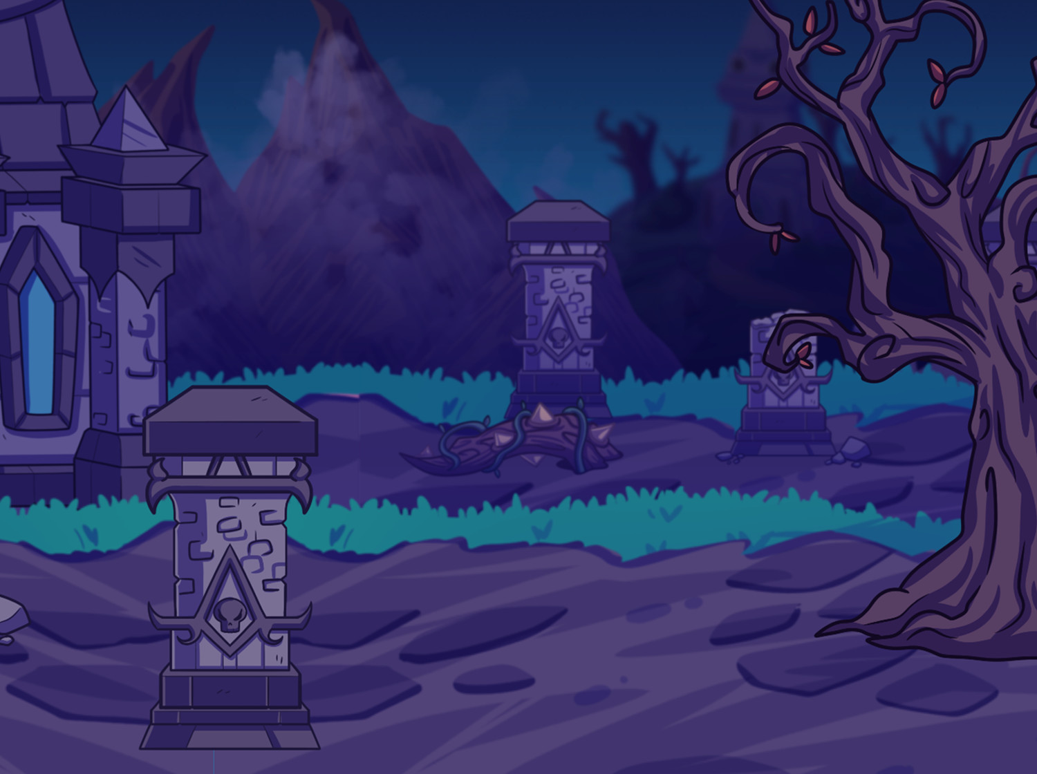 ArtStation - 2D Fantasy Skeleton Graveyard Background | Game Assets