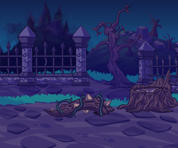 ArtStation - 2D Fantasy Skeleton Graveyard Background | Game Assets
