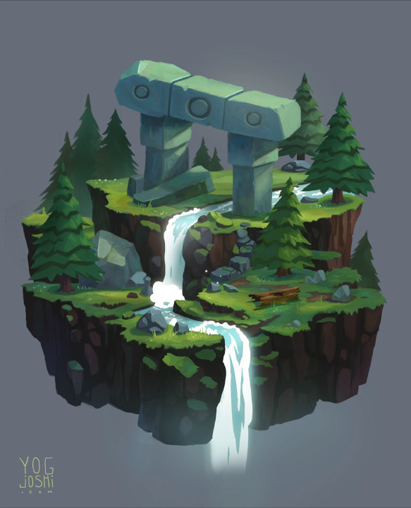 ArtStation - 2D Waterfall Animation (PSD) Photoshop File | Tutorials