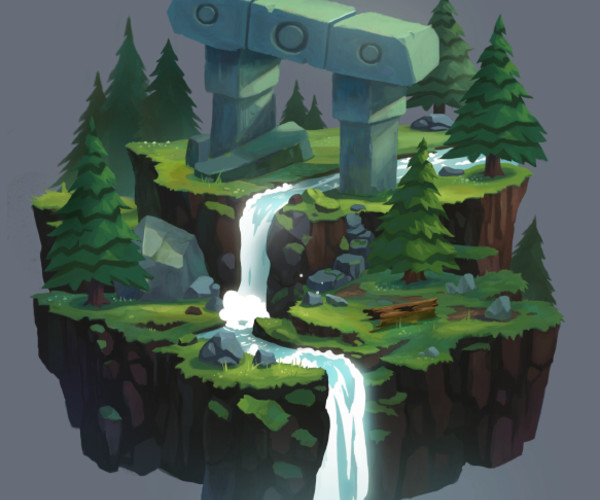 ArtStation - 2D Waterfall Animation (PSD) Photoshop File | Tutorials
