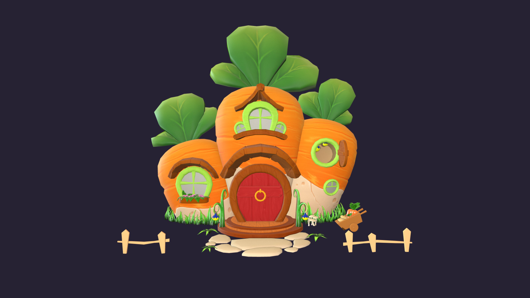 ArtStation - Asset - Cartoons - Background - House Carrot - 3D Models ...
