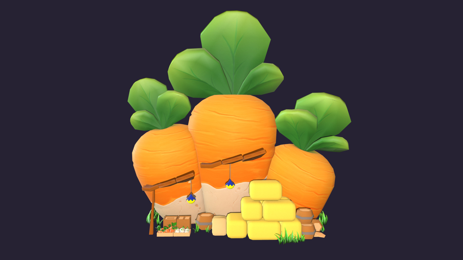 ArtStation - Asset - Cartoons - Background - House Carrot - 3D Models ...