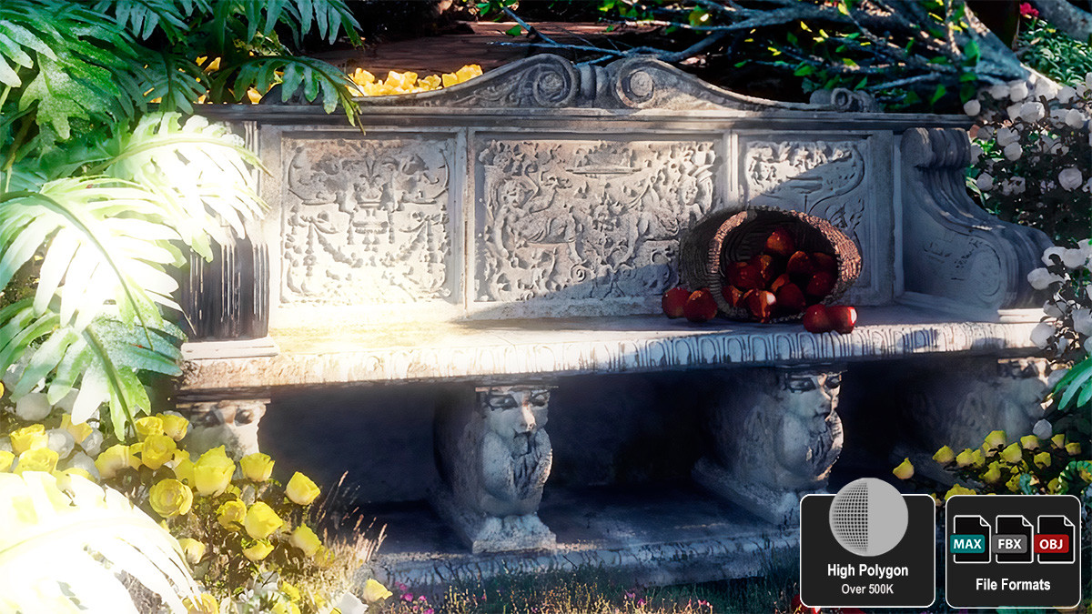 ArtStation - Antique Bench 3D Model | Resources