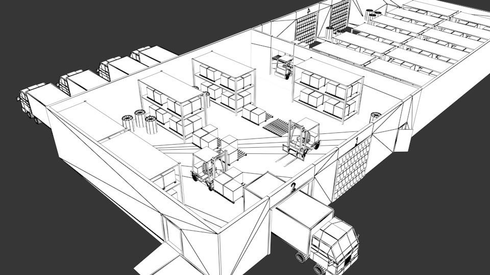 ArtStation - Low Poly Warehouse with Forklift and Truck | Game Assets