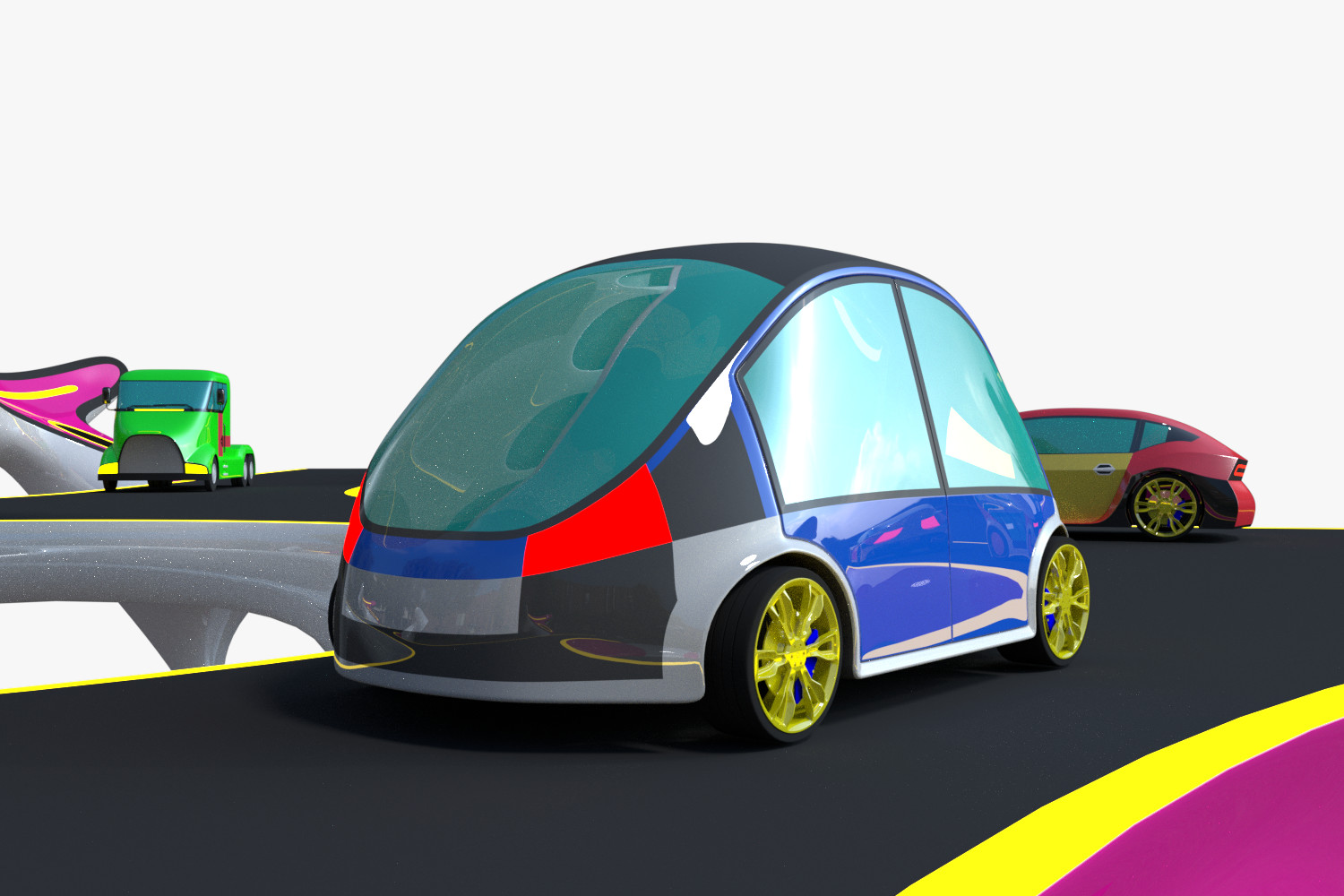 ArtStation - Crossroad scene with 5 cars | Resources