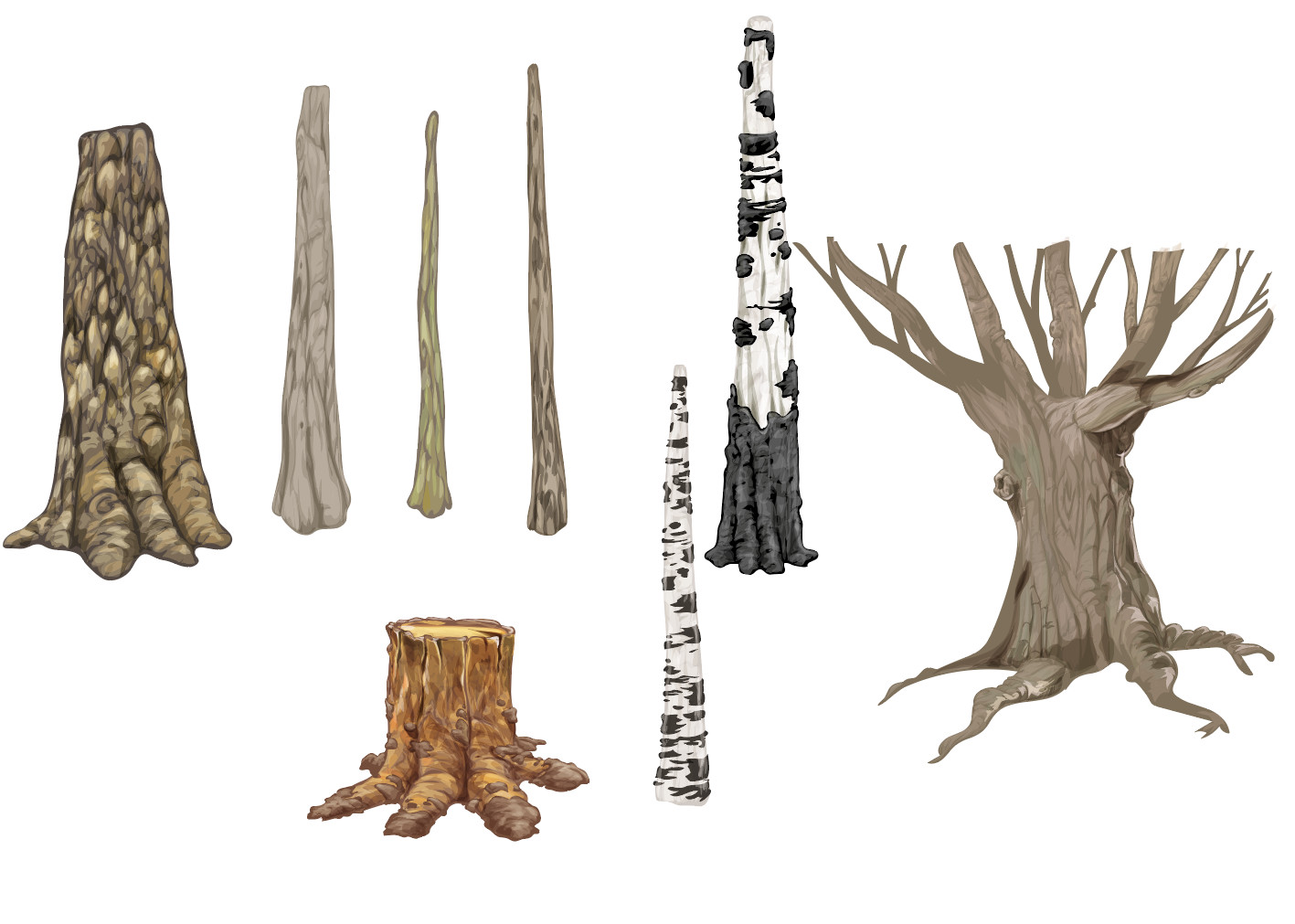 ArtStation - tree trunks and stump | Artworks