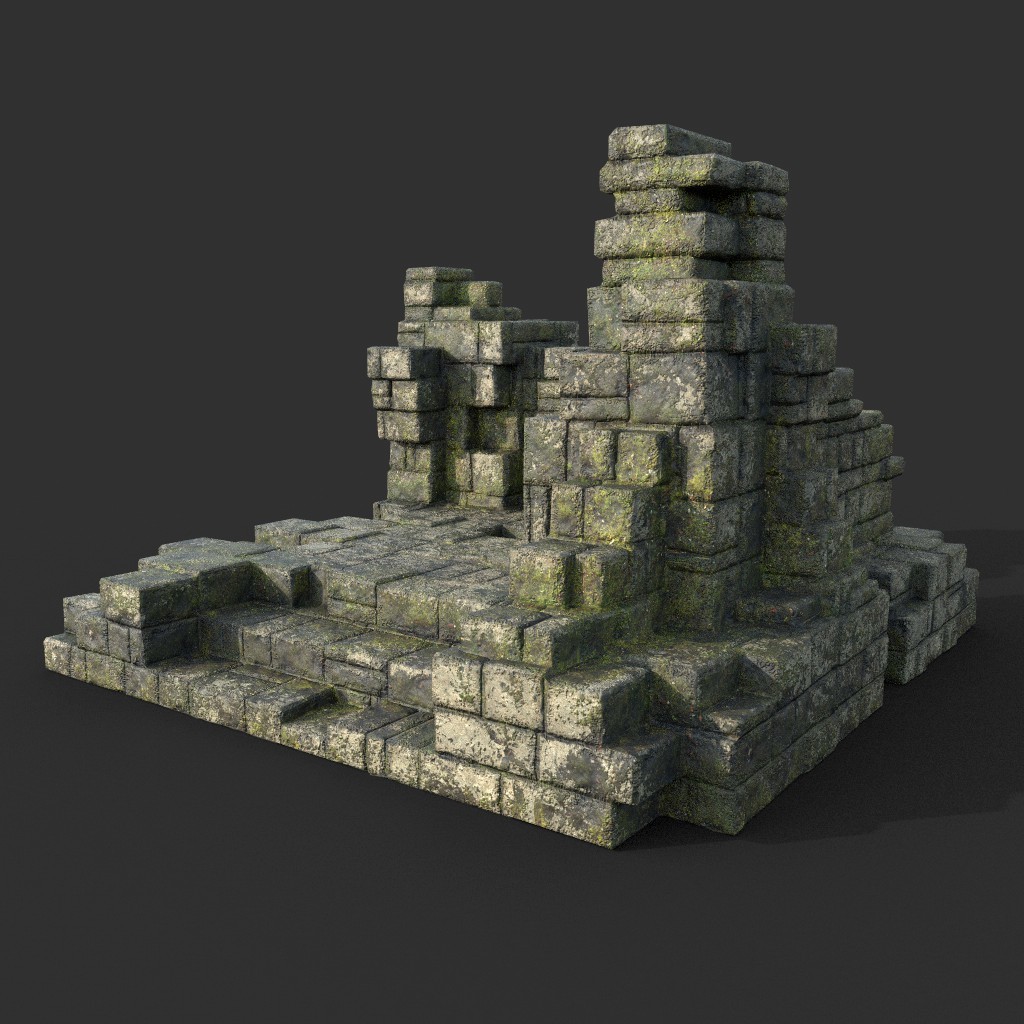 ArtStation - Low poly Mossy Ruin Temple Package | Game Assets