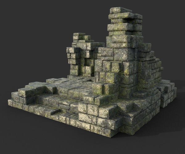 ArtStation - Low poly Mossy Ruin Temple Package | Game Assets