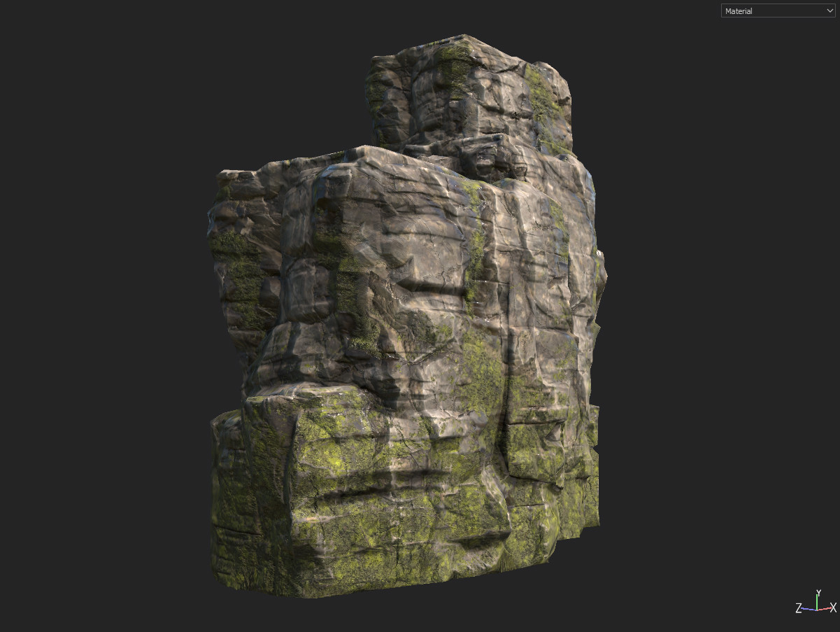 ArtStation - Low poly Wet Mossy Blocky Rock Cliff Pack | Game Assets
