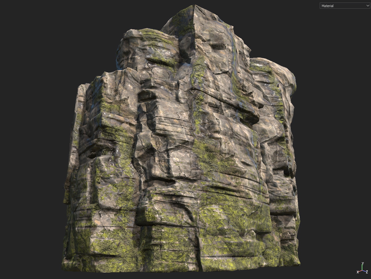 ArtStation - Low poly Wet Mossy Blocky Rock Cliff Pack | Game Assets