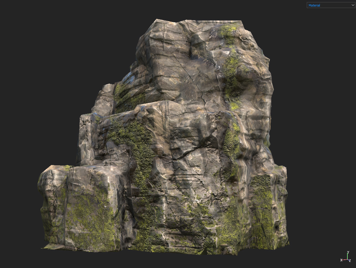 ArtStation - Low poly Wet Mossy Blocky Rock Cliff Pack | Game Assets