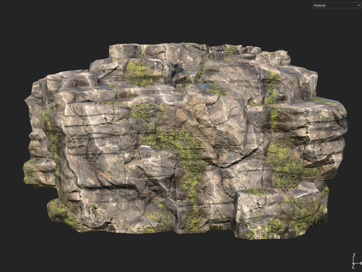 ArtStation - Low poly Wet Mossy Blocky Rock Cliff Pack | Game Assets