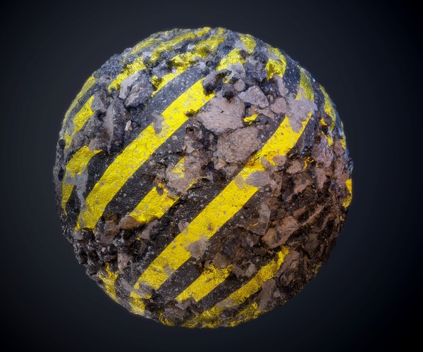 ArtStation - Concrete Damaged Hazard Stripe Seamless PBR Texture | Game ...