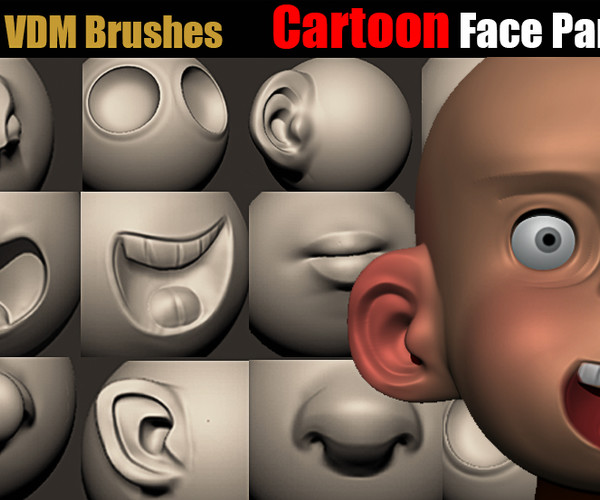 ArtStation - Zbrush Cartoon Face Parts VDM Brushes | Brushes