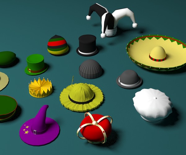 ArtStation - Low Poly Hats No1 | Resources