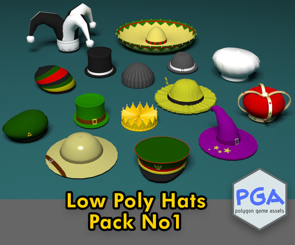 ArtStation - Low Poly Hats No1 | Resources