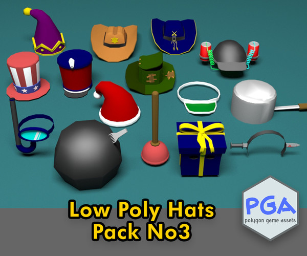 ArtStation - Low Poly Hats No3 | Resources