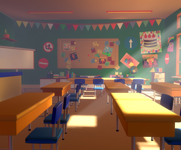 ArtStation - Asset - Cartoons - Background - Classroom - 02 3D model ...