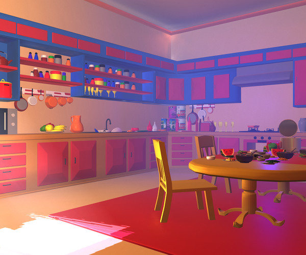 ArtStation - Asset - Cartoons - Kitchen - 3D model | Resources
