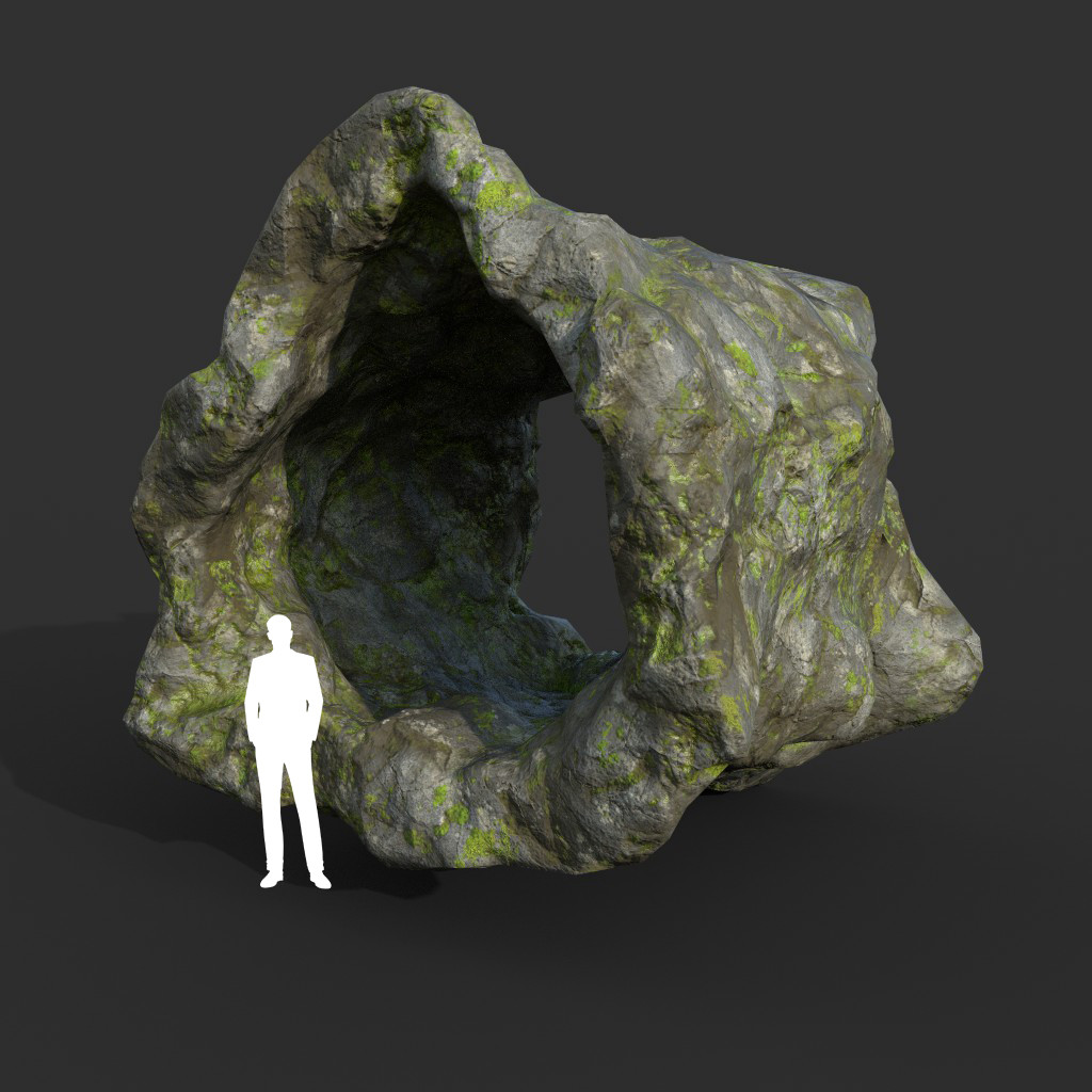 ArtStation - Low poly Cave Modular Mossy Rock Casual Package | Game Assets