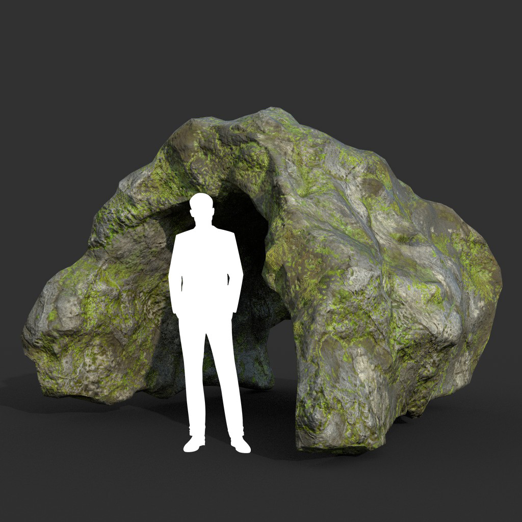 ArtStation - Low poly Cave Modular Mossy Rock Casual Package | Game Assets