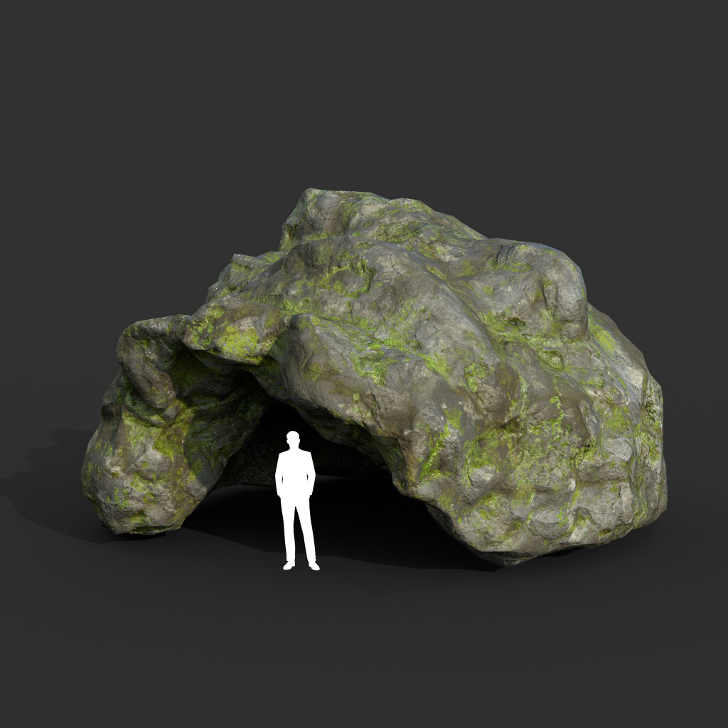 ArtStation - Low poly Cave Modular Mossy Rock Casual Package | Game Assets