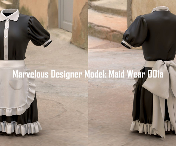 ArtStation - Marvelous Designer Model: Maid Wear 001a | Resources