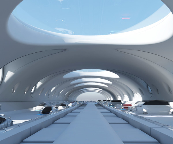 ArtStation - Futuristic Tunnel With Cars 325 | Game Assets