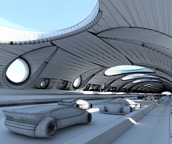 ArtStation - Futuristic Tunnel With Cars 325 | Game Assets
