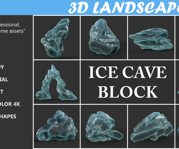 ArtStation - Low poly Ice Block Formation Pack A-190421 | Game Assets