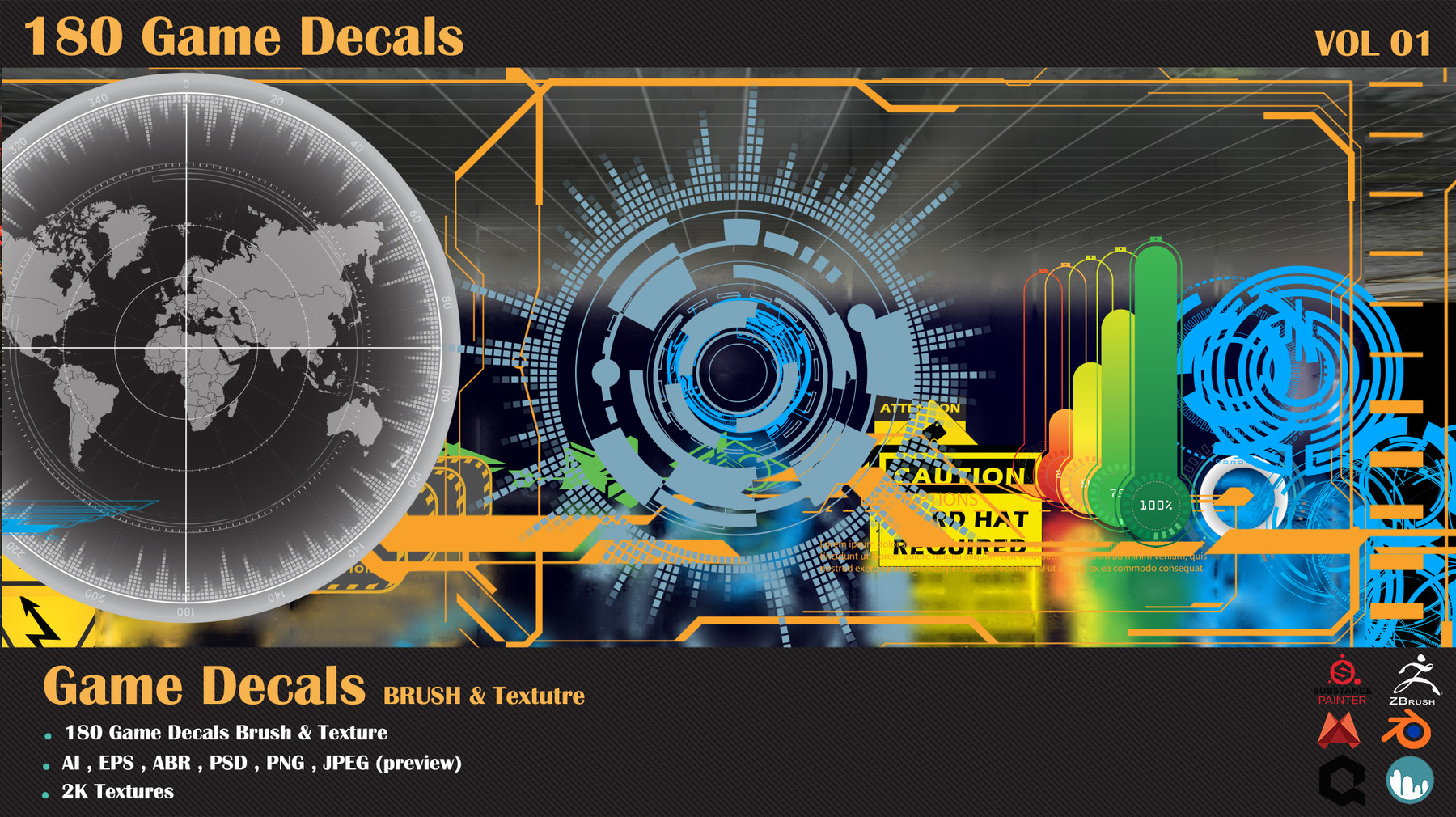 ArtStation - 180 Game Decals-Vol01 | Game Assets