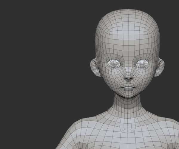 ArtStation - stylized anime woman base mesh | Game Assets