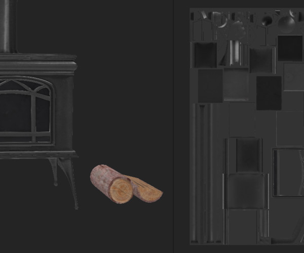 ArtStation - Fireplace and Logs and Equipment Low-poly 3D model | Resources