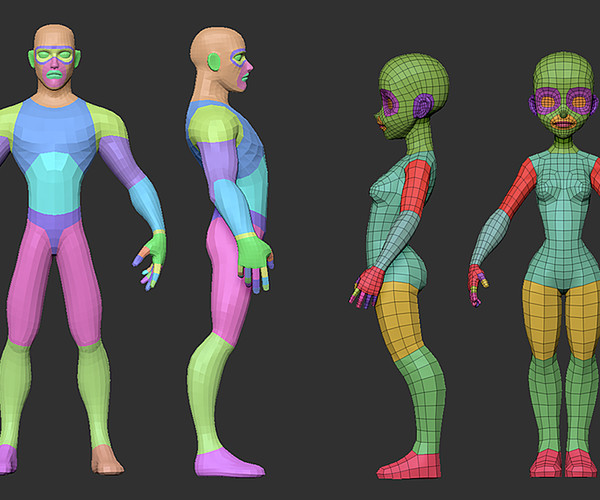 ArtStation - Pack - Stylized Full Male and Female Body Base Meshes ...