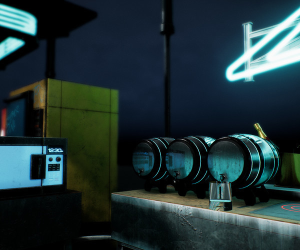 ArtStation - Cyberpunk Bar / Buffet Asset Set in Unreal Engine | Game Assets