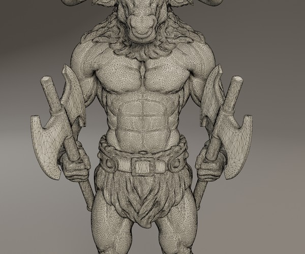ArtStation - Minotaur Warrior Stand two Axes | Resources