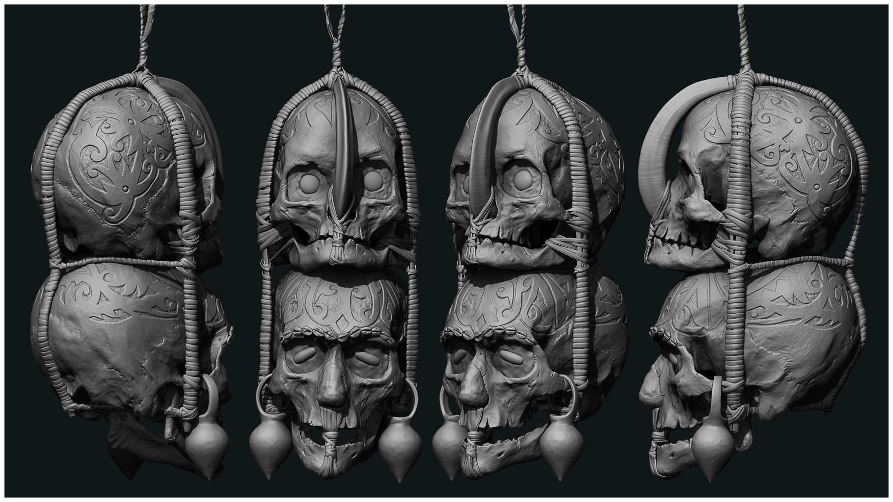 ArtStation - Dayak Skulls Trophy - game asset | Game Assets
