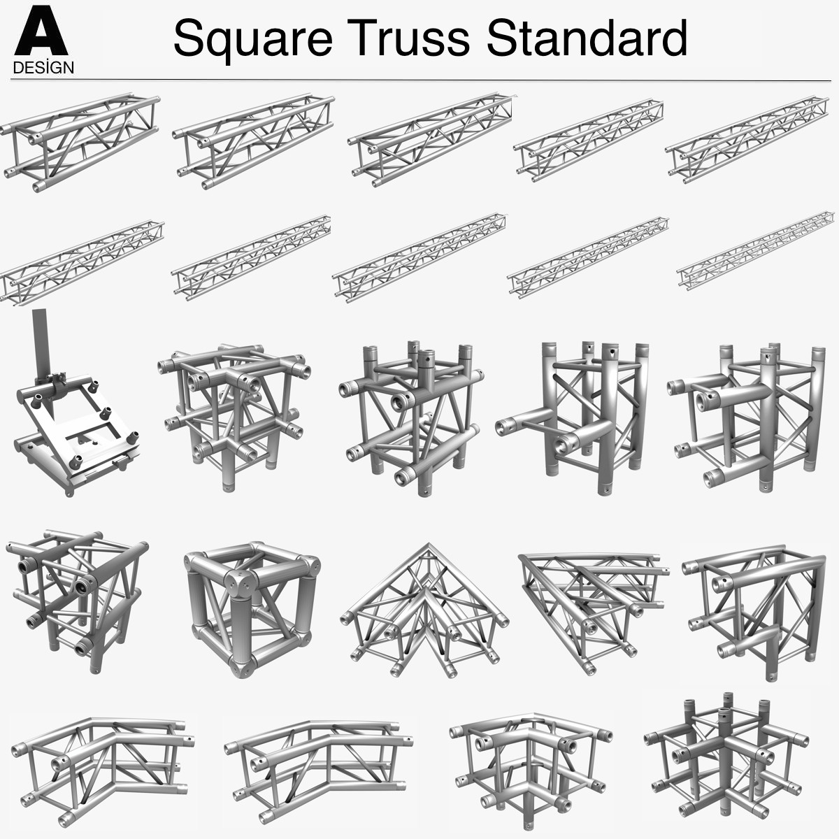 ArtStation - Square Light Trusses Collection - 50 PCS Modular | Resources
