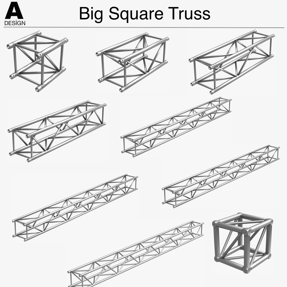 ArtStation - Square Light Trusses Collection - 50 PCS Modular | Resources