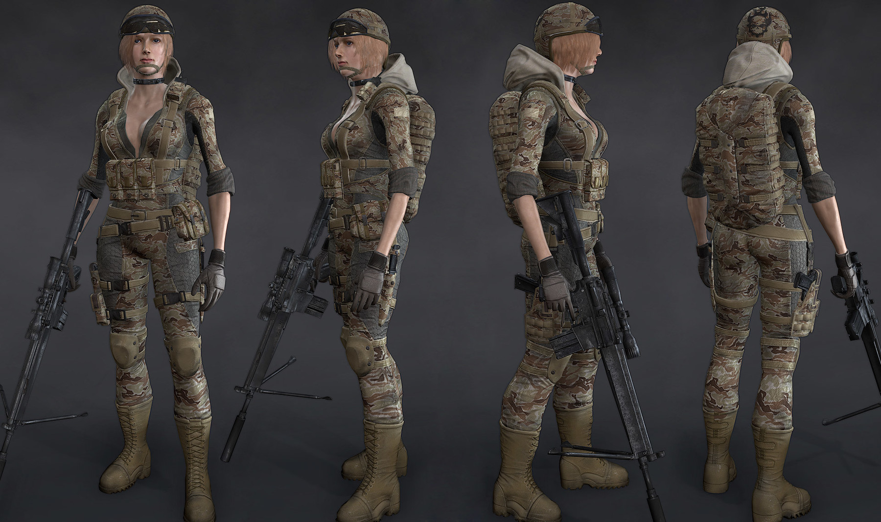 ArtStation - Female Soldier Rigged Low-poly 3D model | Game Assets